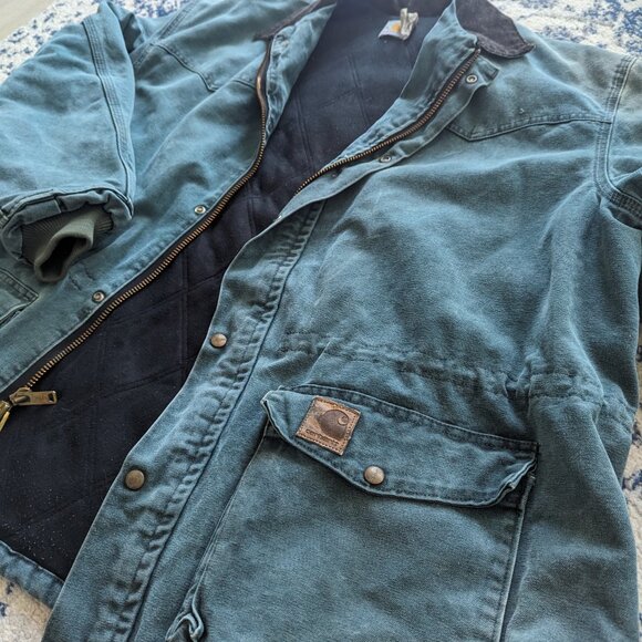 Carhartt | Jackets & Coats | Vintage Distressed Carhartt Green Chore ...